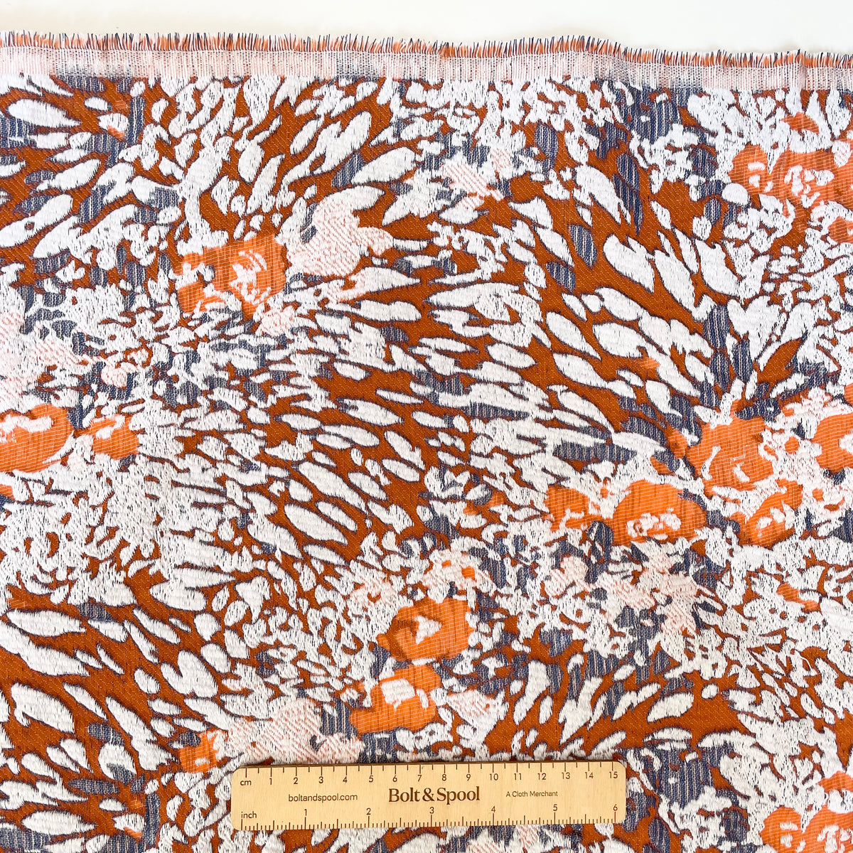 FCN Textiles : Jungle Brocade - Orange / White – Bolt & Spool