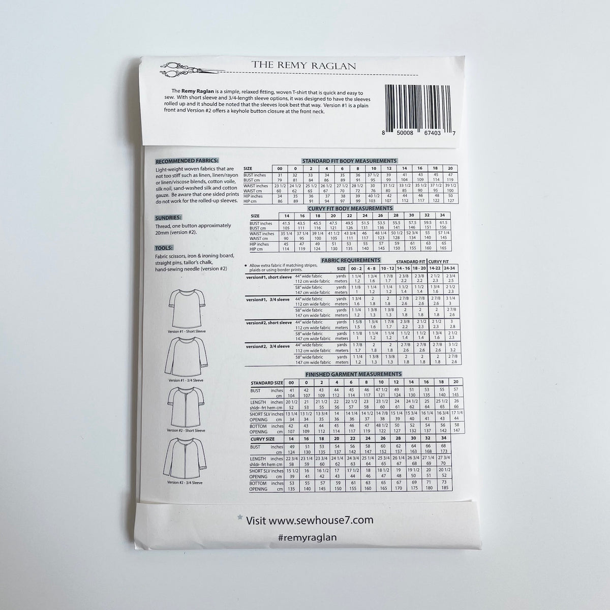 Sew House Seven Patterns : The Remy Raglan – Bolt & Spool