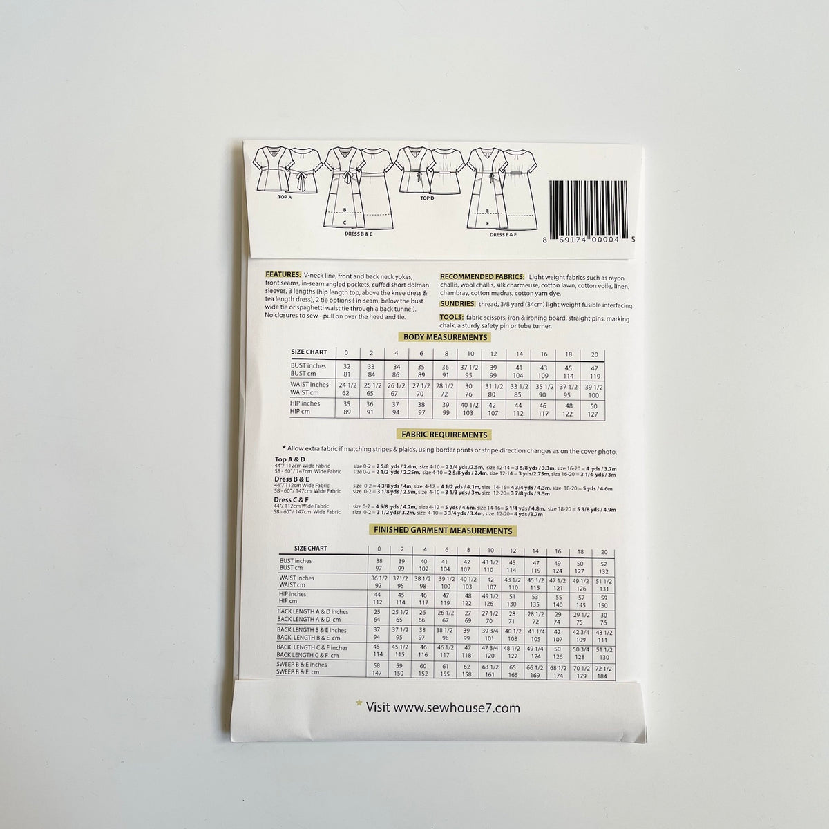 Sew House Seven Patterns : Tea House Top and Dress – Bolt & Spool